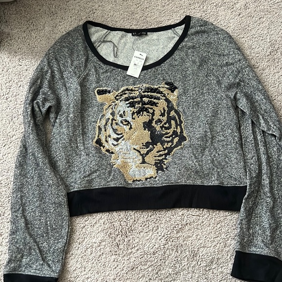 Express | Sweaters | Nwt Express Thin Sweater With Sequin Tiger | Poshmark